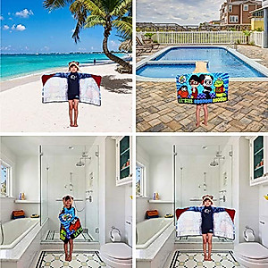 Franco Kids Bath and Beach Soft Cotton Terry Hooded Towel Wrap, 24" x 50", Ryan’s World