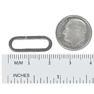 Sterling Silver Long Rectangular Flat Spring Bail Connector Clasp 21mm Small Carabiner