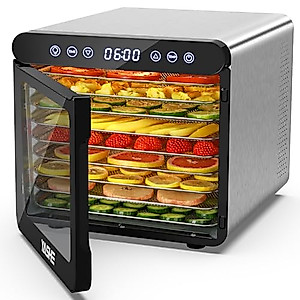 YASHE Food Dehydrator for Jerky, 9 Stainless Steel Trays Food Dehydrator Machine, 800W Fruit Dryer 165 ℉ Temperature & 48H Timer for Meat, Dog Treats, Herb, Veggies, Yogurt, BPA Free