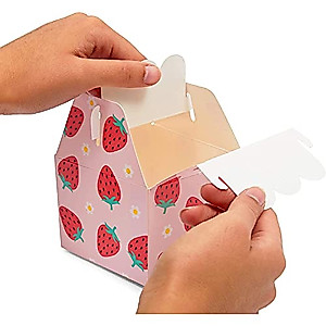 Strawberry Birthday Party Favor Treat Boxes (Pink, 3.5 x 2.75 in, 36 Pack)