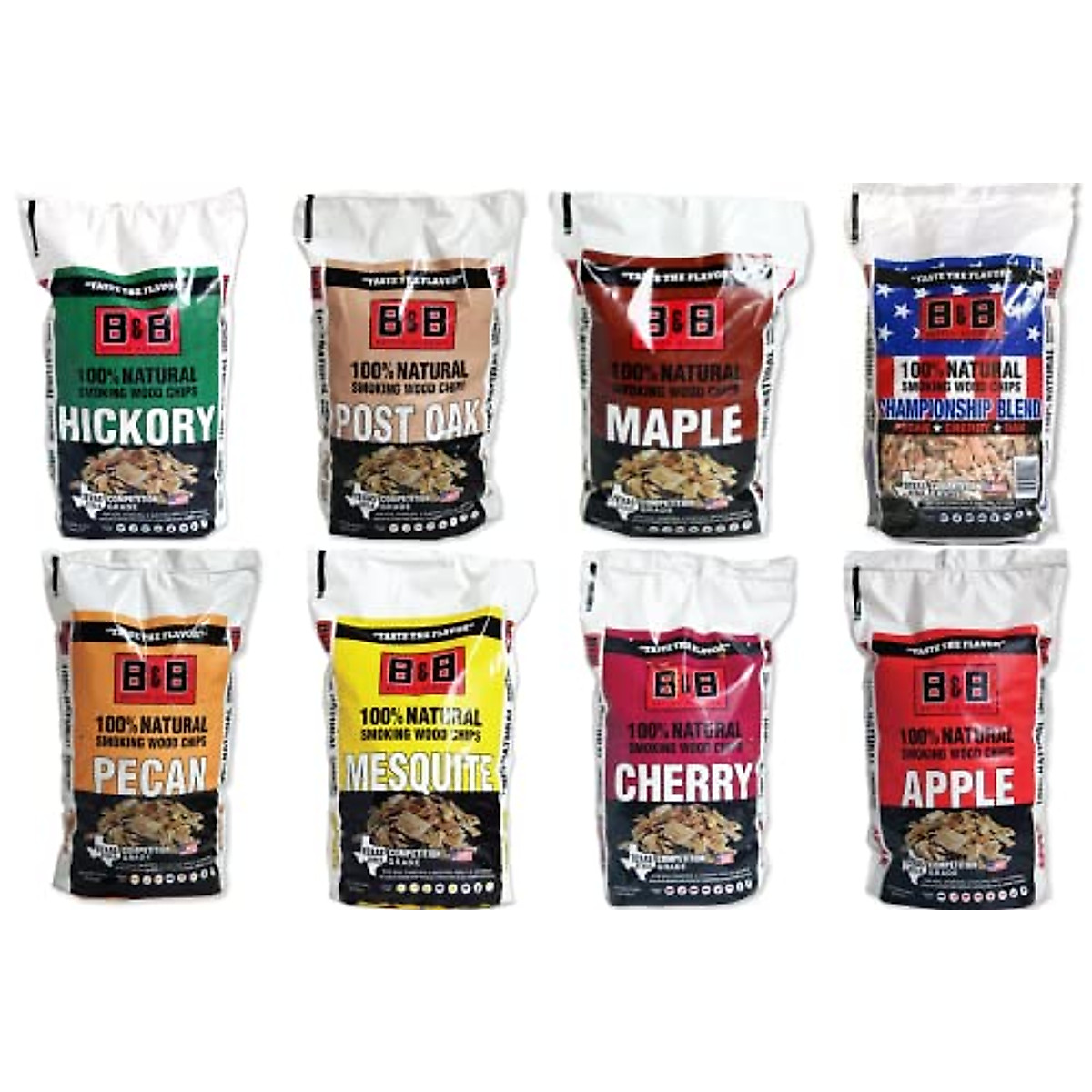 B&B Charcoal Wood Chip Variety 8 Pack for The BBQer in Your Life | Try Different Wood Flavors for The Smoker and Experiment with Different Meats