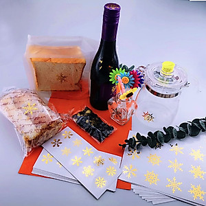 FAZHBARY 24 Sheets Gold Snowflake Stickers Round Gift Label Stickers Seal Self Adhesive Stickers for Envelopes Cards Cookie Candy Bag Crafts