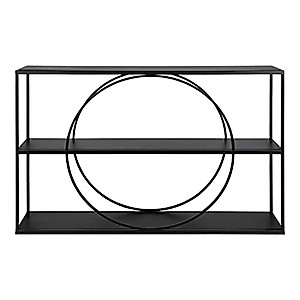 Kate and Laurel Geometric Pirzada Wall Shelf, 36" x 24", Black, Modern Wall Storage