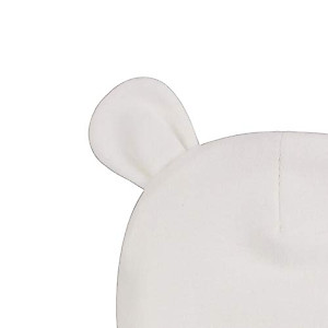 Duoyeree Baby Hat Newborn Hat Adorable Cotton Bear Ear Beanie Cap for Infant Girl Boy 0-6 Months, White