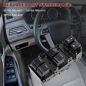 35750-TB0-H01 Driver Side Master Power Window Switch Replacement for Honda Accord 2008 2009 2010 2011 2012, Replace# 35750-TBD-H13, 35750-TA0-A02