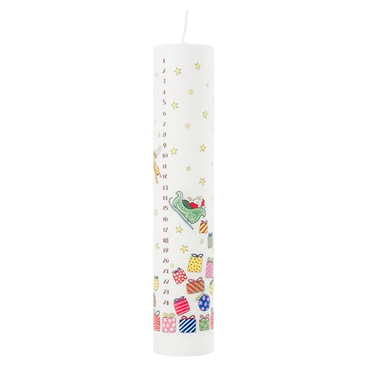 Alison Gardiner Santa's Sleigh Advent Candle - Handmade Wax Pillar Candle with 50 Hours Burn Time - Classic Christmas Countdown Candle Ideal for Centerpiece and Advent Tradition - Made in England