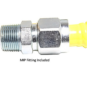 Easyflex Yellow Coated Stainless Steel 3/4" MIP x 3/4" FIP Full Flow (1" OD) Gas Flex Connector (18")