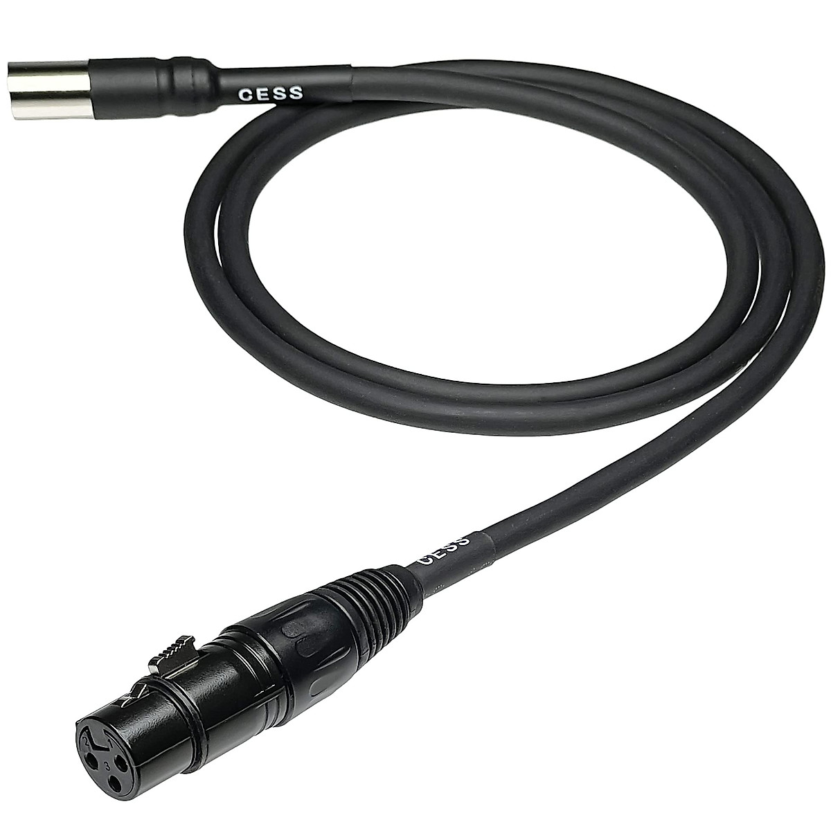 CESS-196-3f Mini XLR Male to XLR Female Adapter Cable, 3-Pin Mini XLR to Standard XLR for Lapel Microphones, Headsets, Audio Mixers, Cameras, and Professional Sound Equipment (3 Feet)