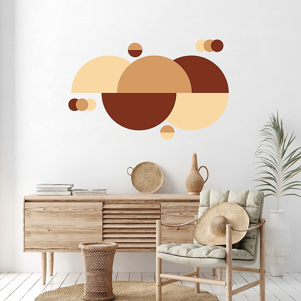 Half Circle Wall Decal Semicircle and Dots Abstract Wall Stickers Modern Geometric Decals Removable Peel and Stick Wall Stickers for Nursery Living Room Office Decor