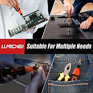 LLNDEI Electric Screwdriver Cordless 4V Electric Manual 2-in-1 Screwdriver Set, Includes Titanium-Plated Bits&Precision Screwdriver Bits&Bit Holder and Storage Box for Household&DIY&Gift for Men Women
