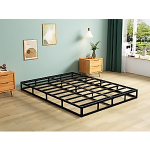 AROMUSTIME 7 Inch Box Spring Queen,Black Heavy Duty Metal Mattress Foundation/Easy Assembly/Non-Slip/No Noise/Easy Clean Fabric Cover