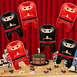 6 Pcs Ninja Birthday Party Balloons Ninja Party Decoration Red and Black Warrior Themed Party Supplies for Boys Ninja Balloons Birthday Party Supplies for Decor Party Favors Kids Baby Shower