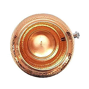 Pure Copper Hammered Water Dispenser Storage Water Tank with Tap and Set of 4 Copper Glass | Water Pot | Copper Water Storage Tank | 6.5 LTR Capacity | 218 Oz