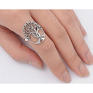 Blue Apple Co. Tree of Life Ring Solid 925 Sterling Silver Family Tree of Life Band 3-14 Simple Plain, Size-8