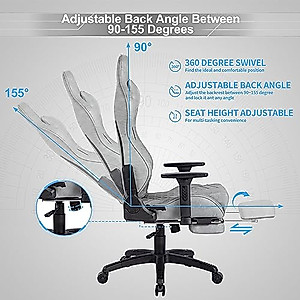 Blue Whale Massage Gaming Chair for Adults and 350LBS Reinforced Base,Thickened Seat Cushion, Adjustable Armrest, Big and Tall Ergonomic Office Computer Chair