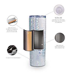 Swig Sip 20oz Skinny Tumblers - Double Wall Stainless Steel Vacuum Insulated Travel Coffee Mug Bridesmaid Gift (Laser Silver)