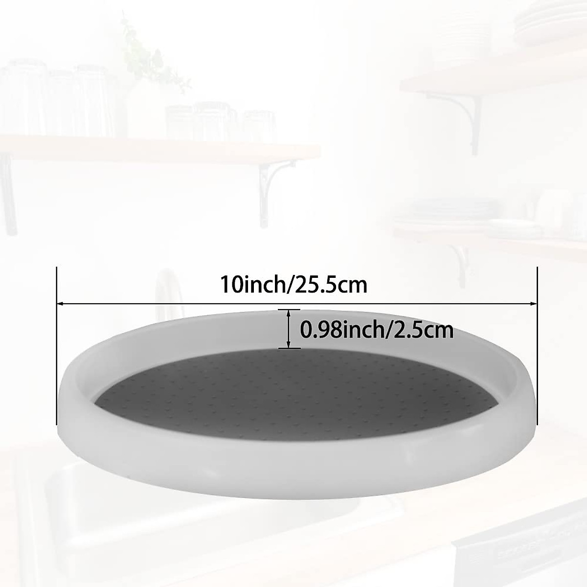 LUNKUIVY 4 Pack 10 Inch Non-Skid Lazy Susan Organizer, 360 Degree Rotating Round Spice Rack Lazy Susan Turntable for Cabinet, Refrigerator, Pantry and Toilet, Grey/White