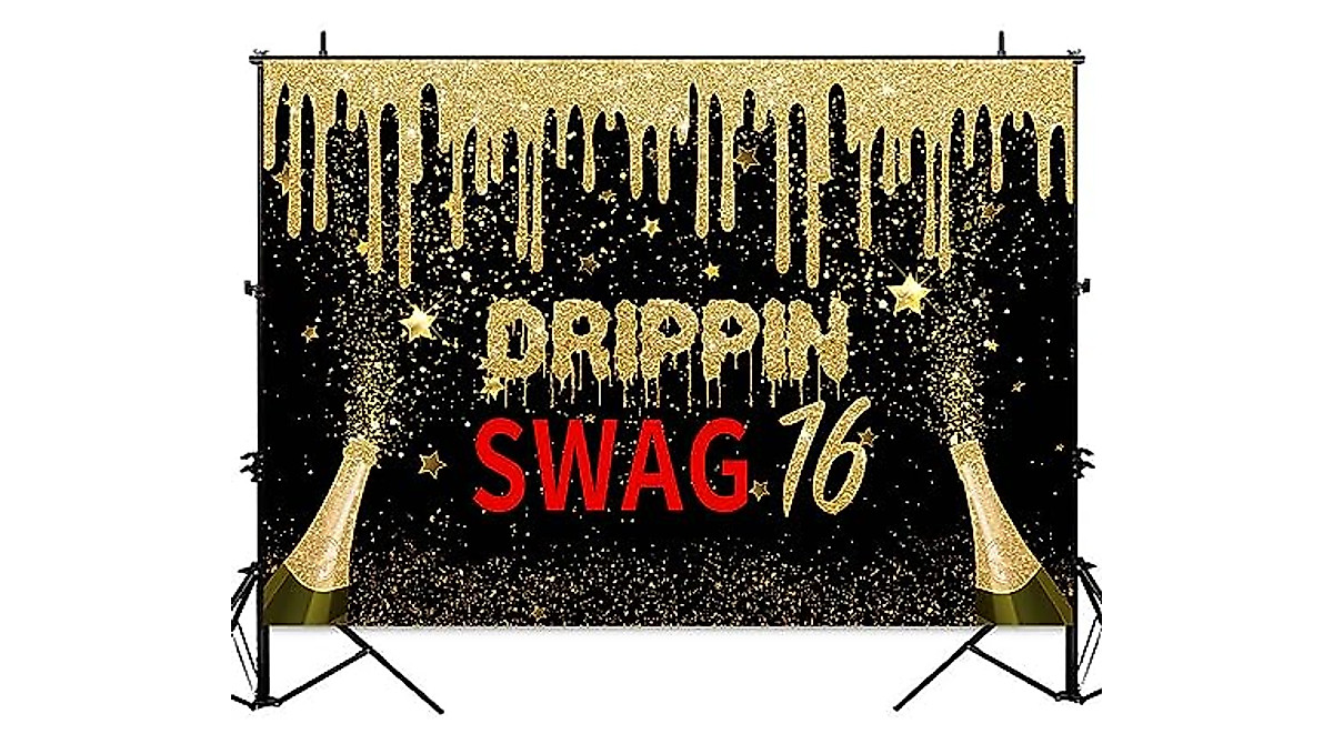 Sensfun Drippin Swag 16th Birthday Backdrop