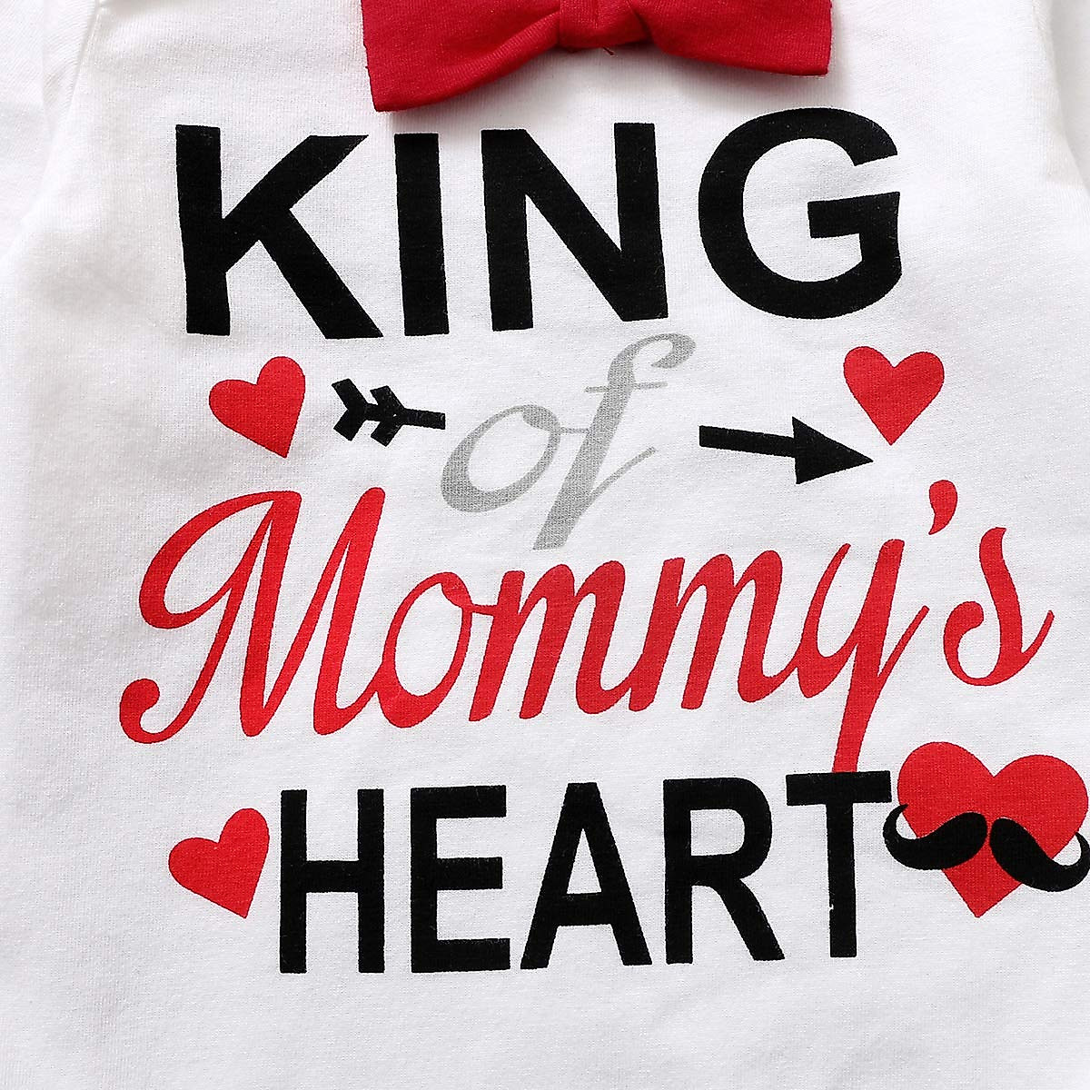 Minseng Direct Baby Boy Valentine's Day Outfit Newborn King Of Mommy Heart Bodysuit (Red,0-3 Months)