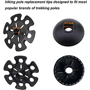 Hiking Walking Sticks Rubber Tips 10 Pack, Replacement Tips Protectors, Snow Baskets, Mud Baskets Set for Trekking Poles, Fits Most Standard Hiking, Trekking, Walking Poles