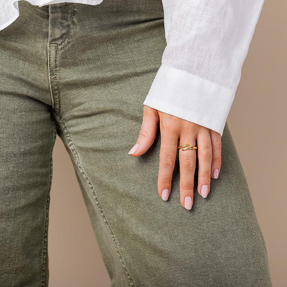 PAVOI 14K Gold Plated Open Twist Eternity Band Yellow Gold for Women Size 6