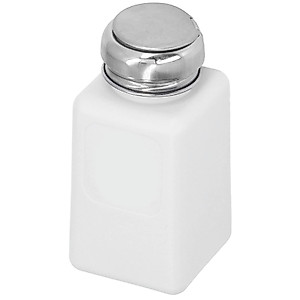 Solvent Dispenser, 200ml Push Down Alcohol Dispenser Pump Bottle Esd Anti Static Bottle With Stainless Steel Lid Liquid Pumping Empty For Alcohol Makeup Remover (White)