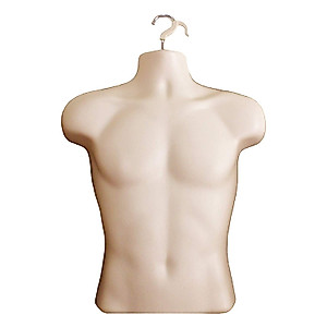 DisplayTown Flesh Male and Female Mannequin Torso with Metal Stand Hollow Back Body Stackable Dress Form for Tshirt Display, Countertop, Craft Shows, Photos and Design, S-M Clothing Size