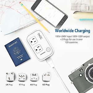 Step Down Power Converter - FOVAL 230W Travel Voltage Converter 220V to 110V International Power Adapter with [Upgraded 18W PD USB-C] 3 USB Ports 2 AC Outlets US to Europe Italy UK AU Plug (White)