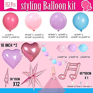 Pink and purple flamingo pink Balloon garland arch kit 130pcs Heart Shape ball mylar balloon for girl sweet16 princess Music fans Birthday Concert prom Mother's Day decorations