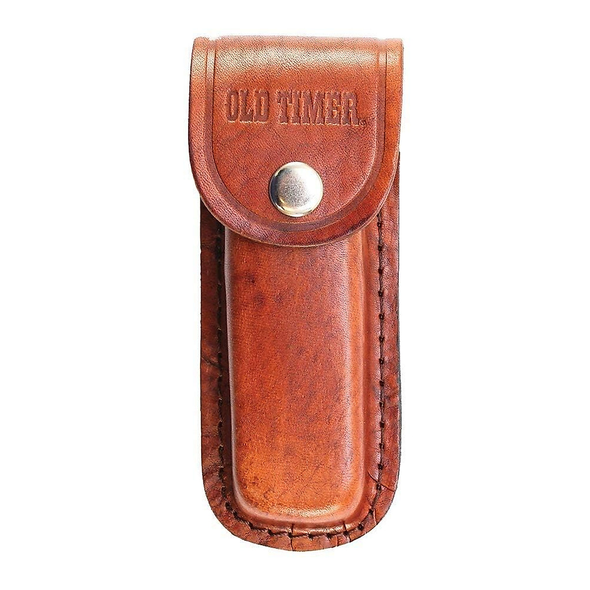 Old Timer 125OT Mustang 9.3in Traditional Folding Pocket Knife with 1 High Carbon Stainless Steel Blade, Ergonomic Sawcut Handle, and Leather Sheath for EDC, Hunting, Camping, Whittling, and Outdoors