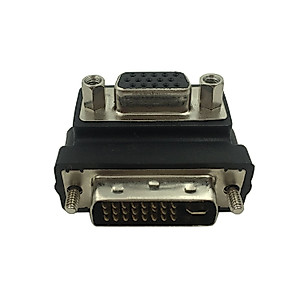 Nightwolf ® Right Angle 90 Degree L Style DVI-I 24+5 Analog Digital Male to VGA Female Adapter Convert Cable for HDTV LCD