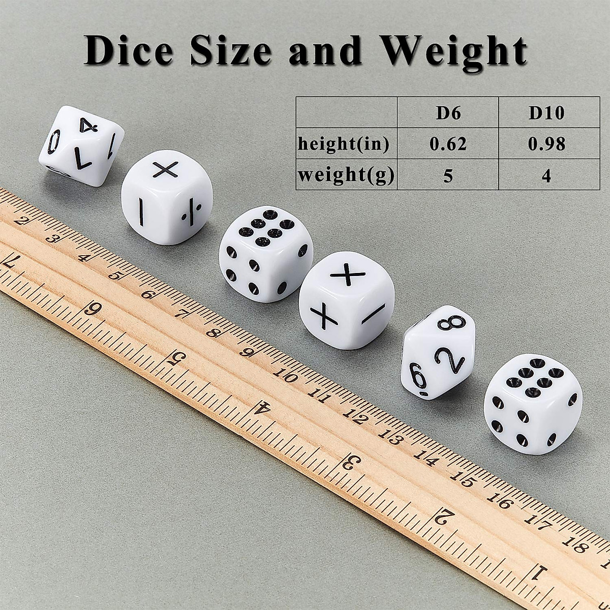 18 Pieces Teaching Dice Set, Include Operation Dice, Number Dice and Other Dice for Math Teaching Classroom Supplies