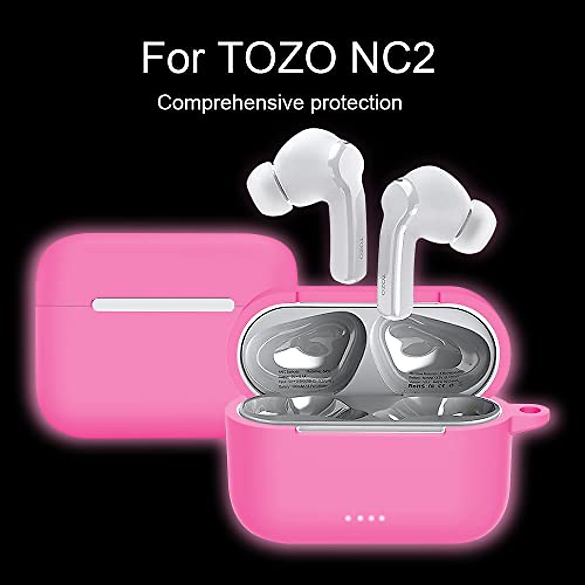 LEFXMOPHY Pink Case Replacement for TOZO NC2, Silicone Heavy Duty Skin Carrying Protective Cover Glow in Dark