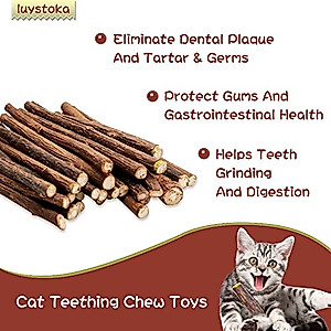Luystoka [ 30pcs] Silvervine Sticks, Cat Chew Stick, Catnip Toys, Matatabi Sticks for Indoor Cats,Kitty, Wooden Dental Sticks, Kitten Teething Interactive Wand Toys for Cats