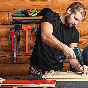 C CRYSTAL LEMON Drill Holder Wall Mount – Hanging Power Tool Holder Rack Shelf – Wall-Mounted Tool Organizer and Storage for Power Tools, Utensils, Equipment – Heavy-Duty Iron Cordless Drill Holder