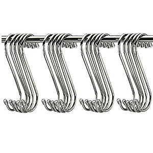 Enenes 20 Pack Heavy Duty S Shape Hooks S Stainless Hanging Hangers with Protect Cap for Kitchen, Balcony, Bathroom, Bedroom(Large Size-5.51x1.77 inch)