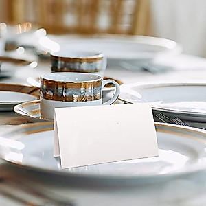 100 Pcs Premium Place Cards, Blank Place Cards - Textured Table Tent Cards Seating Place Cards for Weddings Banquets Dinner Parties 2 x 3.5 Inches