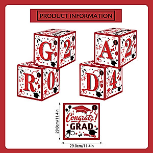 Graduation Party Decorations Class of 2024 Red and Black Graduation Balloon Boxes "Grad 2024" Letters Graduation Decorations Class of 2024 Balloon Boxes (Red)