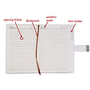 Sealei A5 PU Leather Journal with Lock Digital Password Notebook Locking Personal Diary Diary with Combination Lock (White)