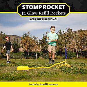 Stomp Rocket Jr Glow Rocket Refills - 6 Glow-in-The-Dark Rockets - Replacement Set for Soft Foam Rocket Launcher - Fun Outdoor Kids Toys Gift for Boys & Girls - Ages 3 & Up