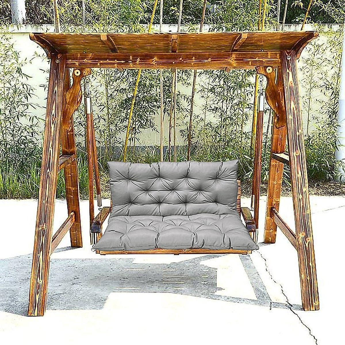 Meimond Swing Cushion 3 Seat 60 Inch,Outdoor Porch Waterproof Patio Bench Back Cushion, Leisure Chair Couch Cushion,4 Inch Thick Patio Garden Furniture Replacement Seat Cushion(Color:Grey)