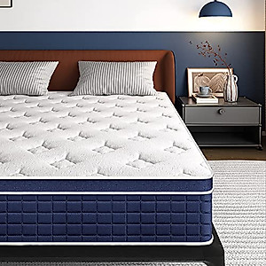 Sdoodo Queen Mattress, 10 Inch Hybrid Mattress with Memory Foam and Individual Pocket Springs, Medium Firm, Mattress in a Box