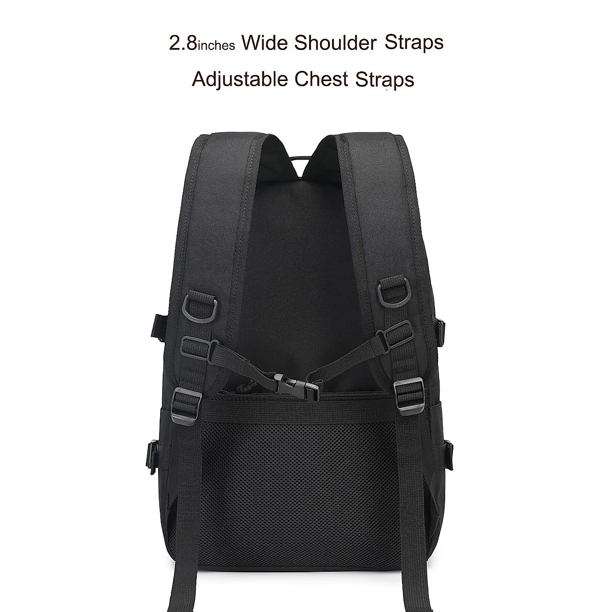 Shaelyka Lightweight School Bag 21L College Laptop Backpack for Men Women, Water Resistant Travel Rucksack for Sports, 12 Pockets High School Bookbag, Black