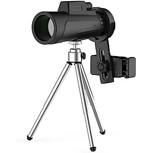 12x42 High Power HD Monocular Compact with Smartphone Adapter and Tripod BAK4 Prism FMC Lens Life Waterproof Monocular for Adult Bird Watching, Outdoor Hunti