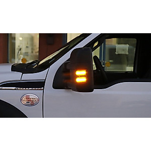 iJDMTOY Smoked Lens Switchback LED Side Mirror Marker Lamps Compatible With 2008-16 Ford F250 F350 F450 Super Duty, (2) Smoked Lens, White LED Parking Light, Amber LED Turn Signal Light