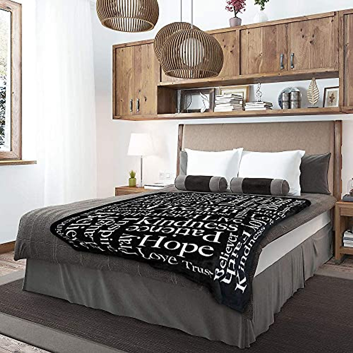 Inspiring Messages (Black) Super Plush Blanket - 50x60 Soft Throw Blanket - Perfect for Cuddle Season & Holiday Gifts!