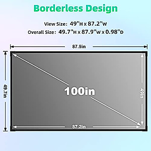 Hayluk 100-inch Projector Screen,4k HD Ambient Light Rejection(ALR) Projection Screen,16:9 Ust Ultra Short Throw Movies Screen,Indoor Video Home Theater,Edge Free Fixed Frame Screen