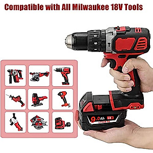 2-Pack 6.5Ah 18V M-18 Battery Replacement for Milwaukee M-18 Battery Compatible with Milwaukee 18V Battery 48-11-1862 48-11-1850 48-11-1840 48-11-1828 48-11-1820 48-11-1815 Cordless Tools Batteries