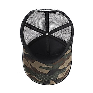 Home Prefer Men's Vintage Mesh Trucker Hat Outdoor Sport Summer Baseball Cap (Black New)