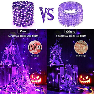 Joomer Purple Halloween Lights, 66ft 200 LED Halloween Light Plug In Timer Indoor Outdoor Fairy Twinkle Tree Light Waterproof 8 Modes for Home Halloween Decorations